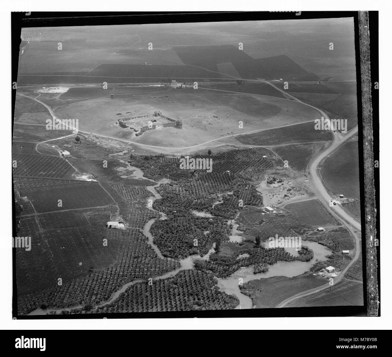 Aerial view of Aphek (Antipatris), an ancient city in modern-day Israel ...