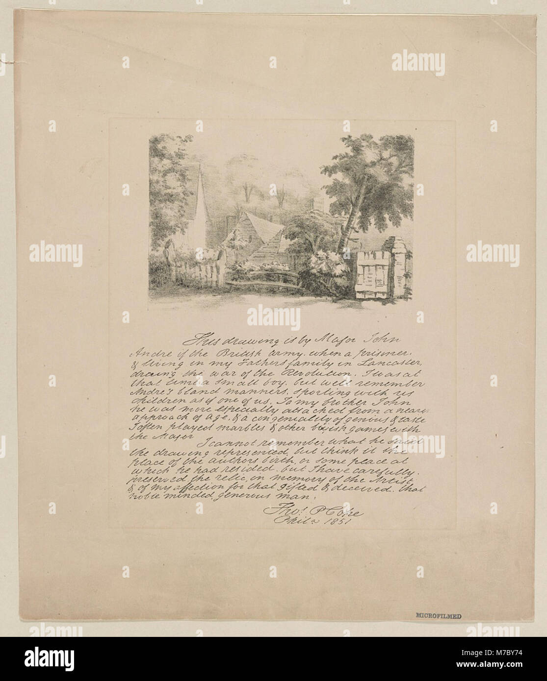 A drawing by Major John Andre of the British Army, created during his ...