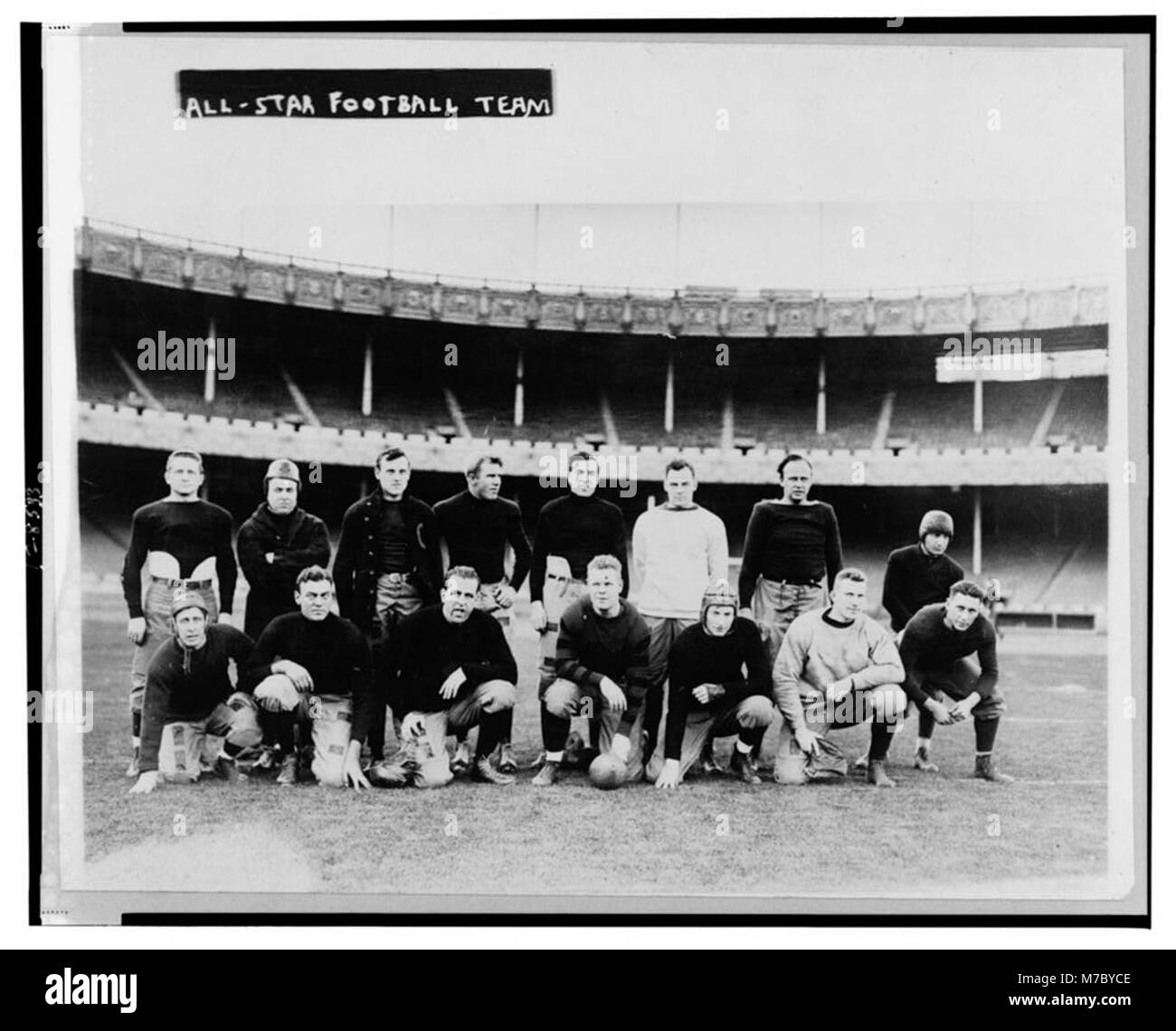 A historic photograph of the All-Star football team that played against ...