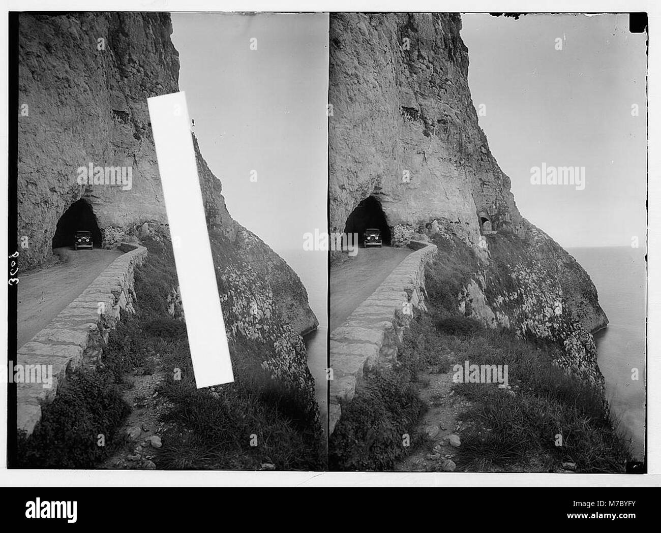 This photograph shows the coastal road to Tripoli, focusing on Ras Esh ...