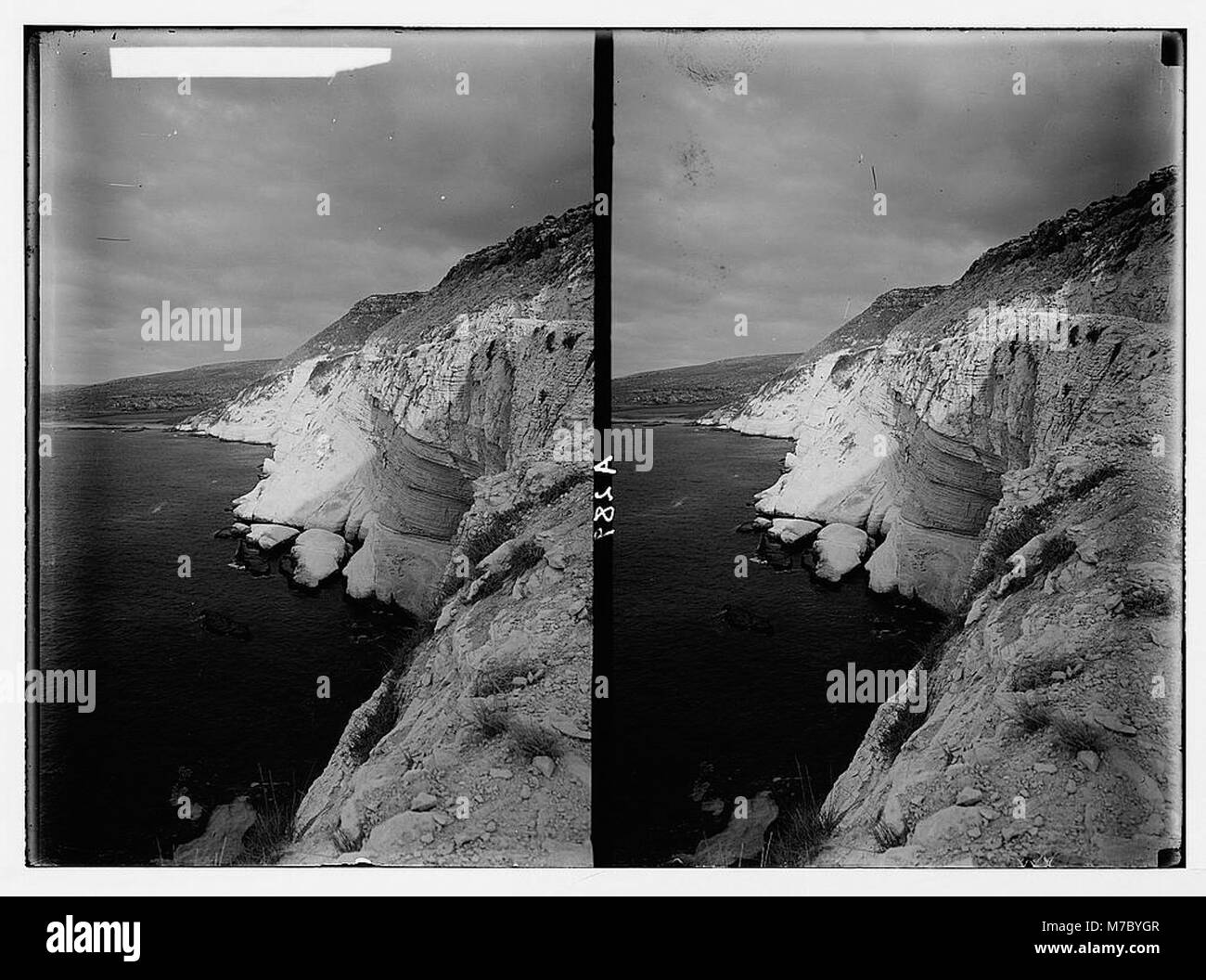 Photograph depicting the sea coast, with the Ladder of Tyre visible ...