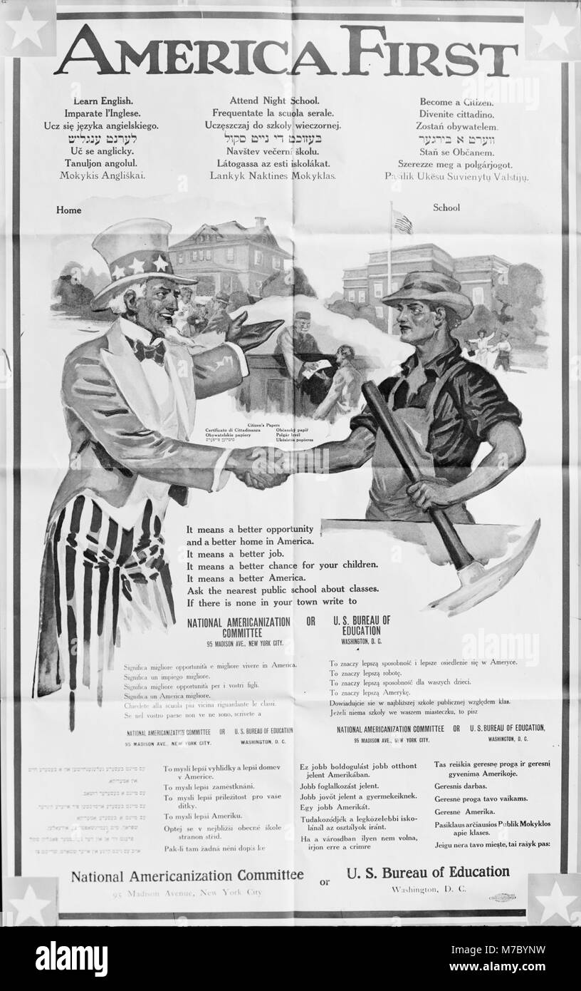 This historical image is a poster promoting the 'America First ...