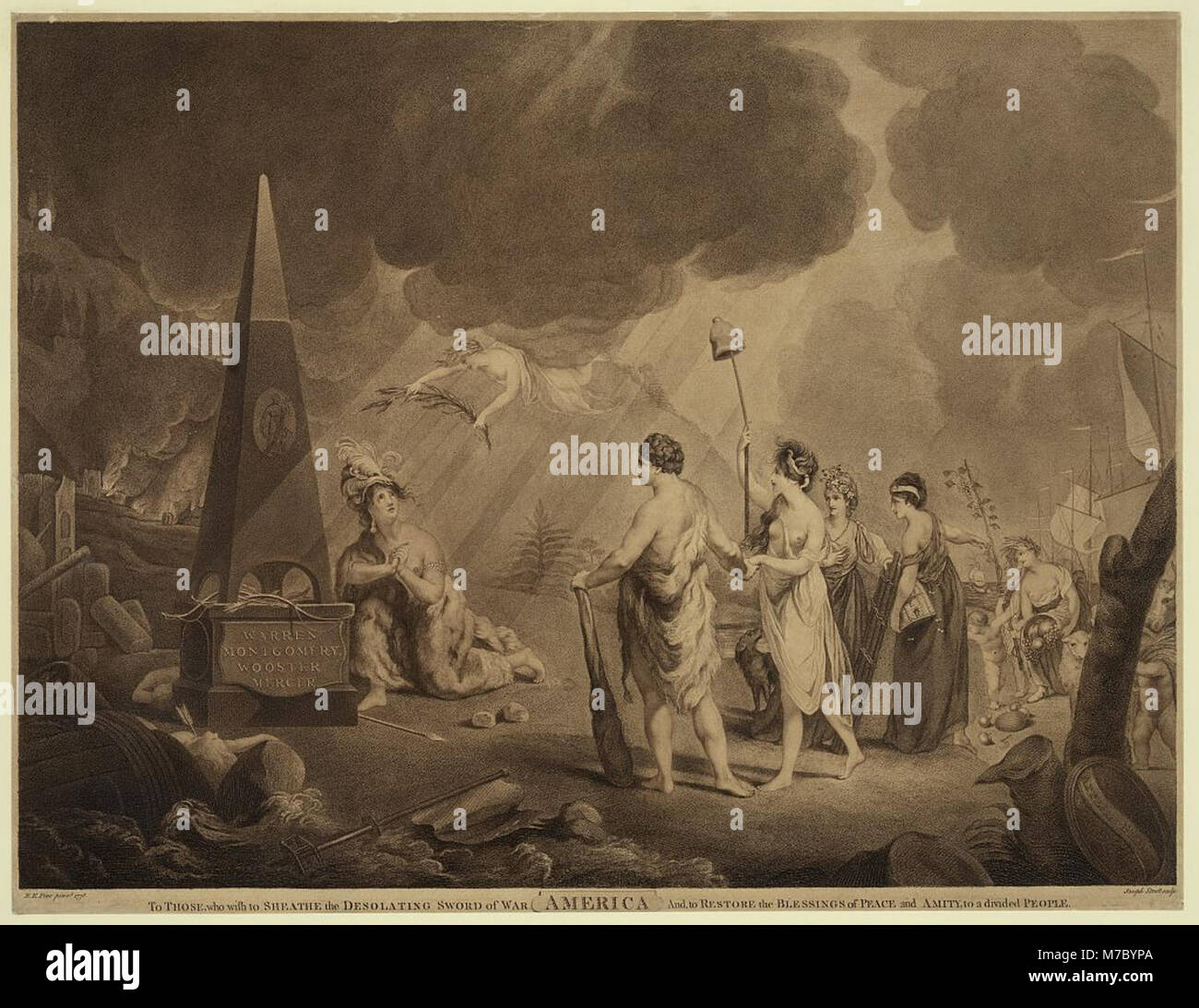 An 18th-century artwork by R.E. Pine (1778) depicting a symbolic image ...