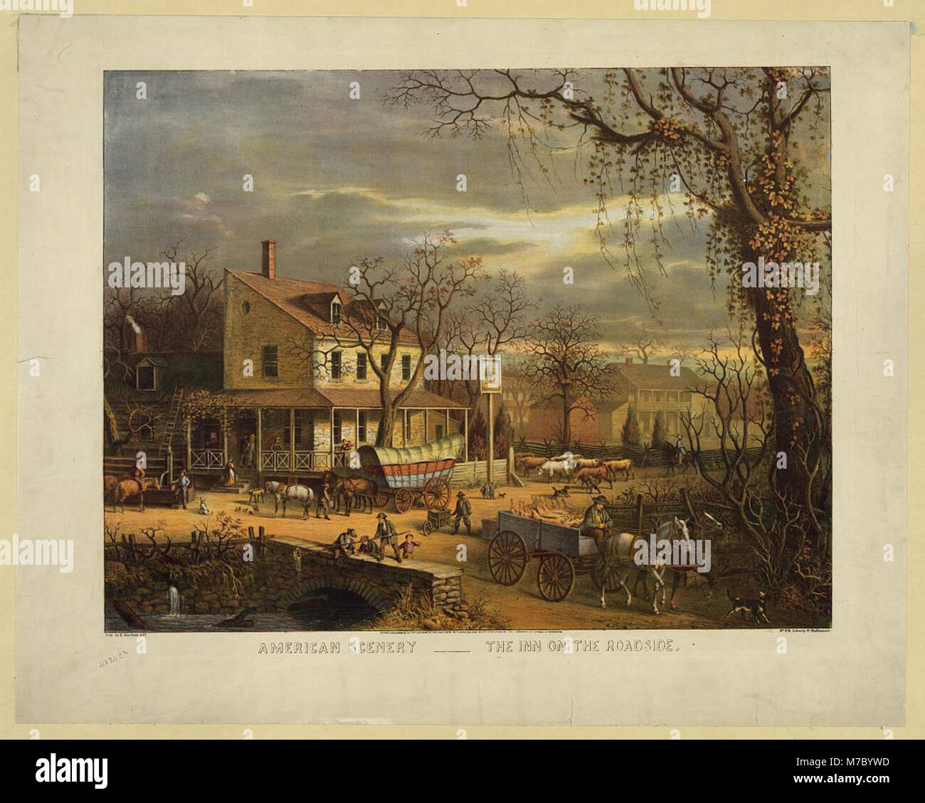 A scenic view of an inn by the roadside in America, showcasing the ...
