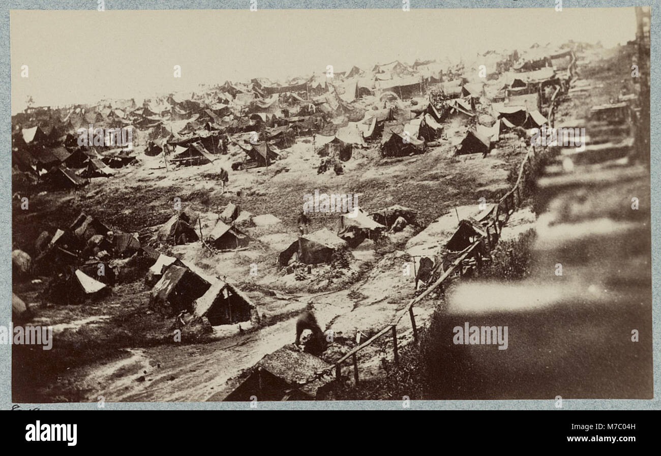 A photograph of Andersonville Prison, Georgia, from August 17, 1864. It ...