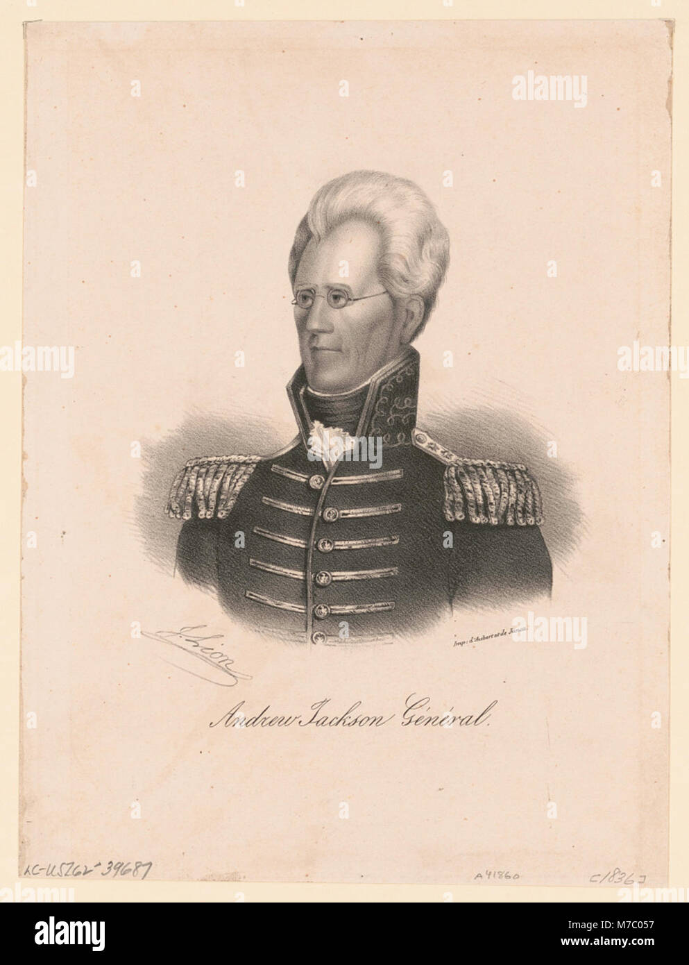 A portrait of General Andrew Jackson, highlighting his military ...