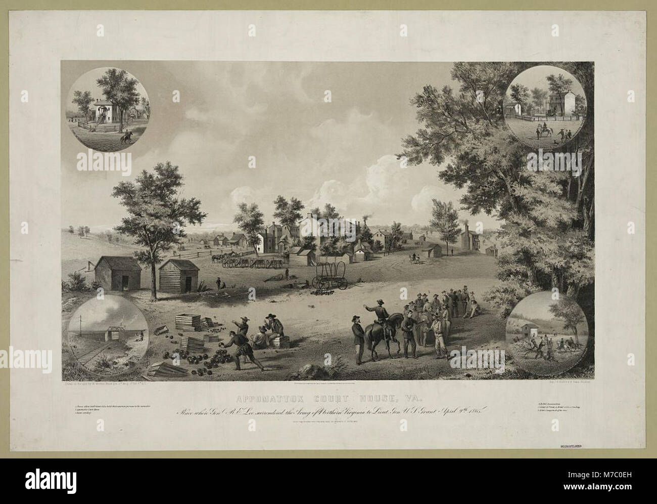 A historic image of Appomattox Court House, Virginia, where General ...