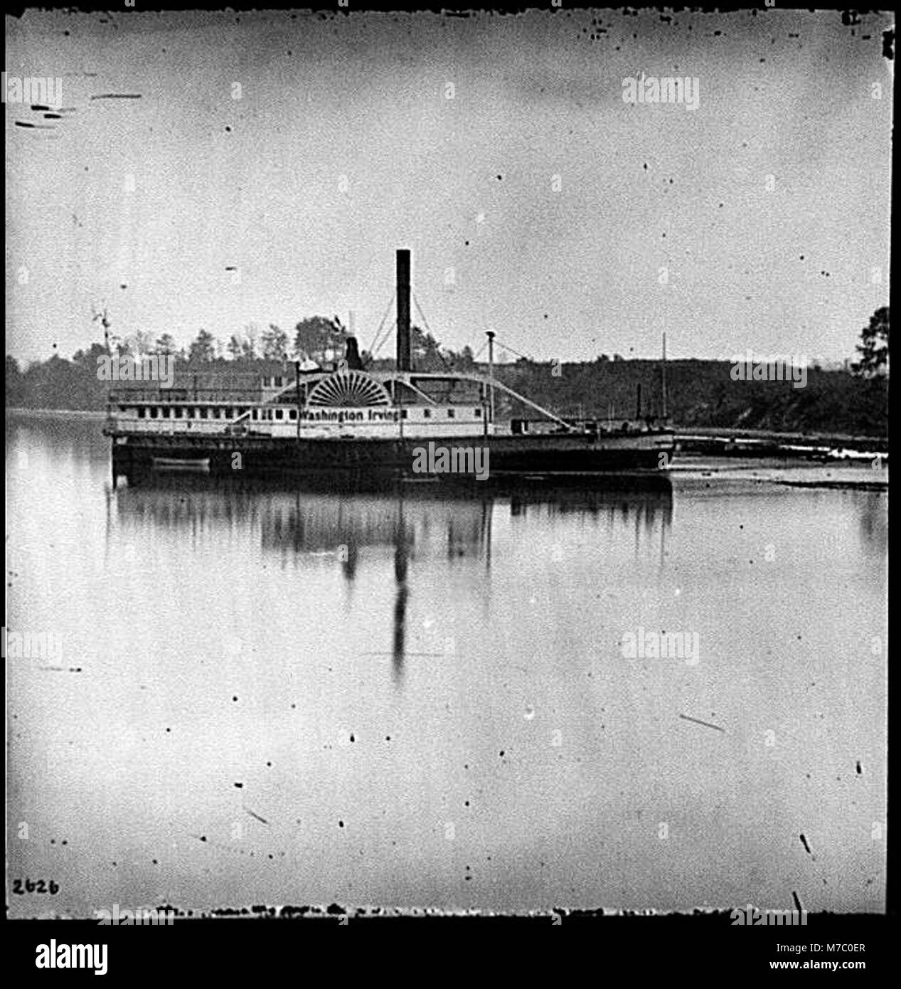 A photograph of the U.S.S. Washington Irving, a transport ship, on the ...