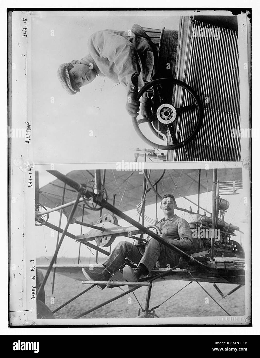 A vintage photograph of the Arbre in -3 biplane during a flight at ...