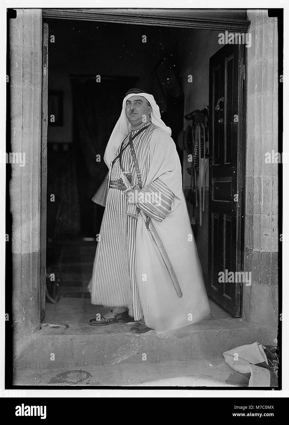 A photograph showing Aref el Aref with Bedouin sheikhs, capturing the ...