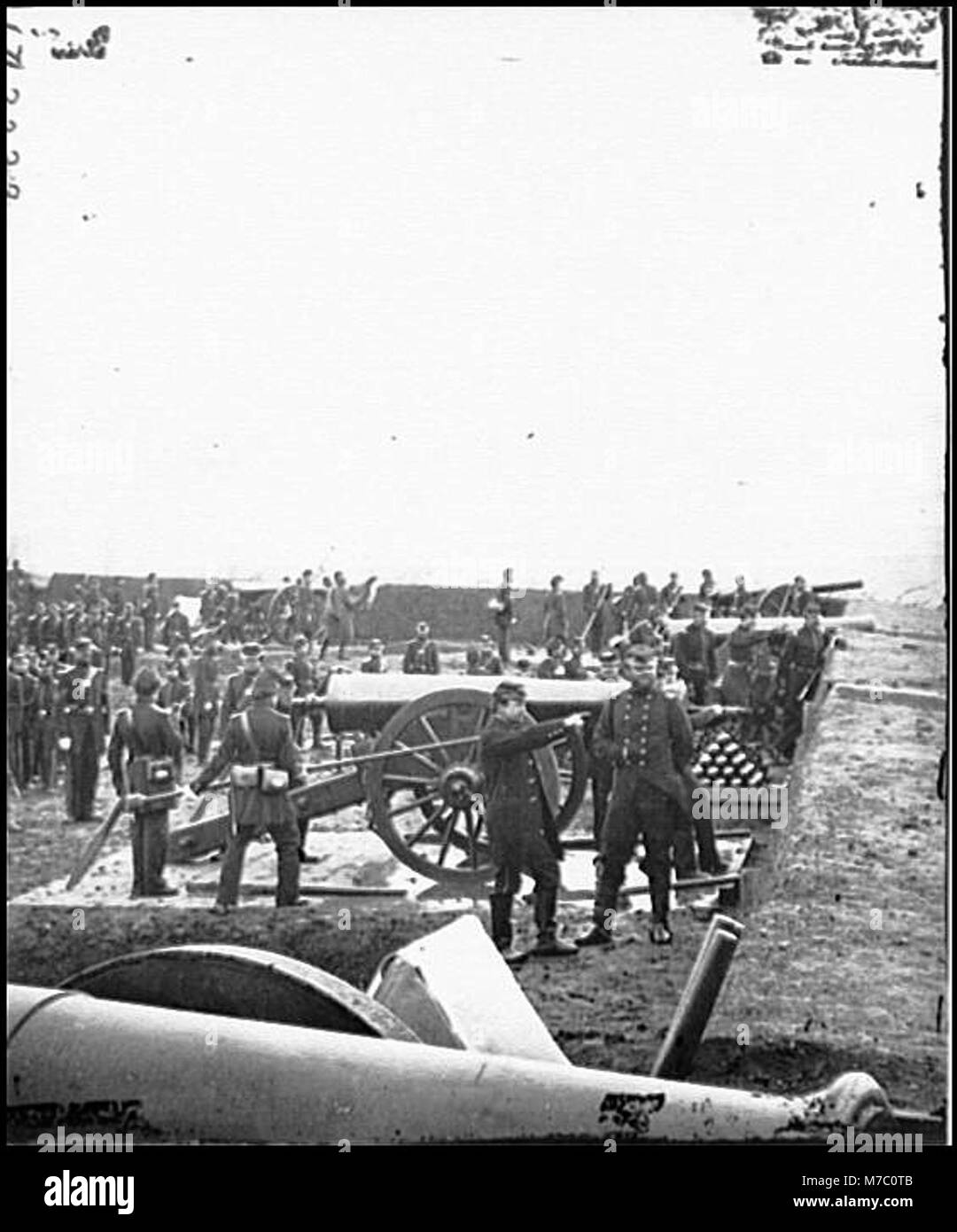 This photograph shows the guns and gun-crews of Fort Richardson in ...