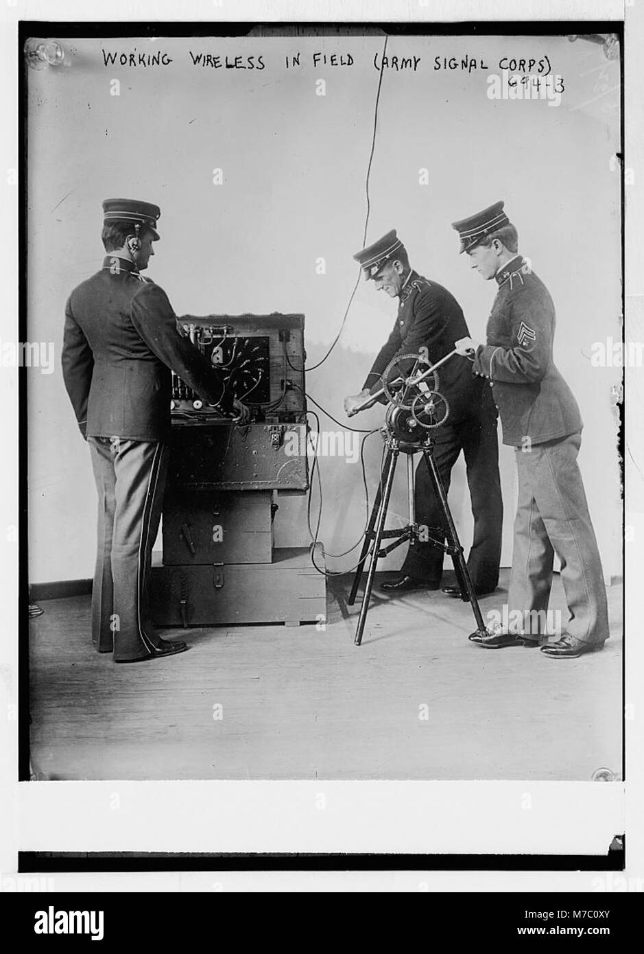 An image of the Army Signal Corps operating wireless communication ...
