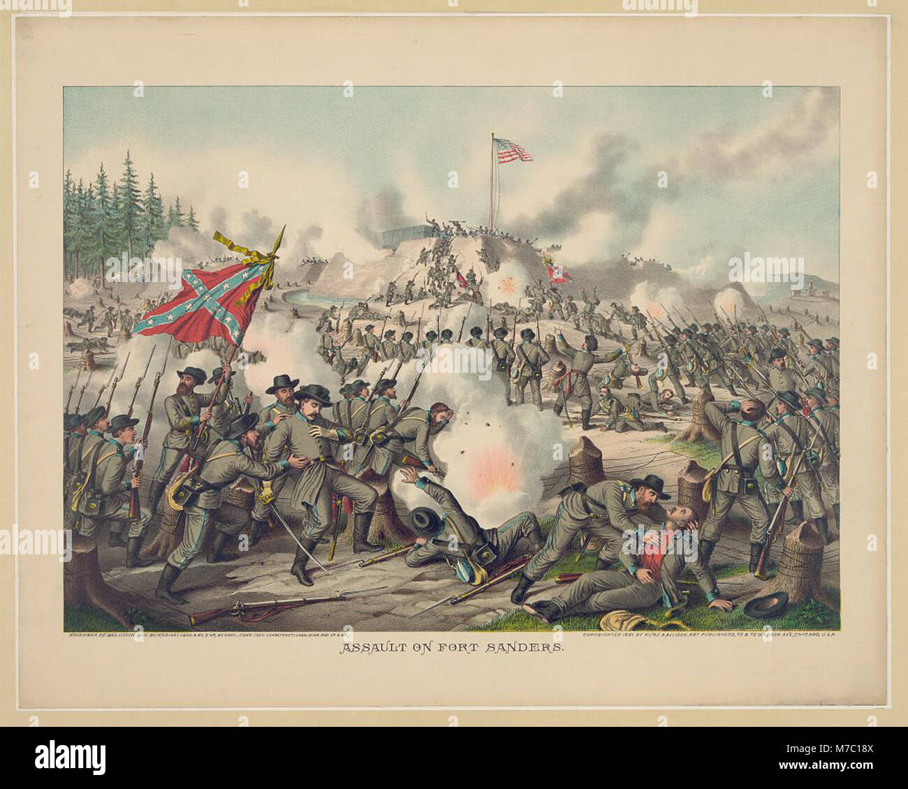 A historical image of the assault on Fort Sanders, a significant ...