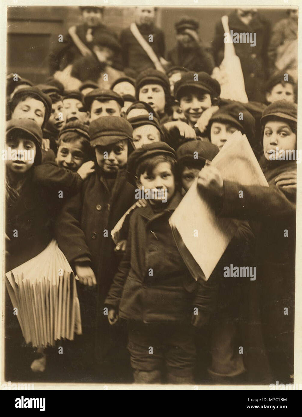 A scene at the paper office in Bank Alley at 4 P.M., capturing a ...
