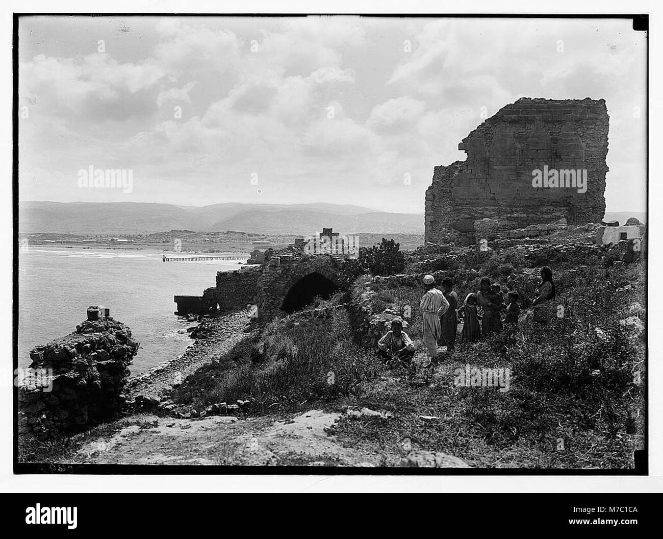 Athlit. Various including excavations. Ruins fr(om) the beach. Buttress ...