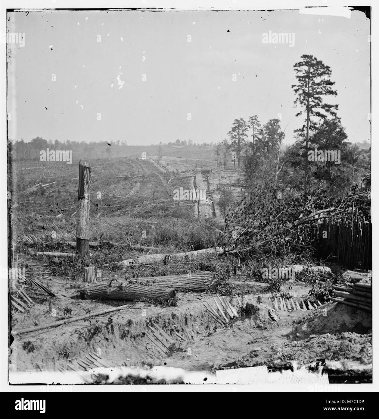 A historical image showing the fortifications in Atlanta, Georgia ...