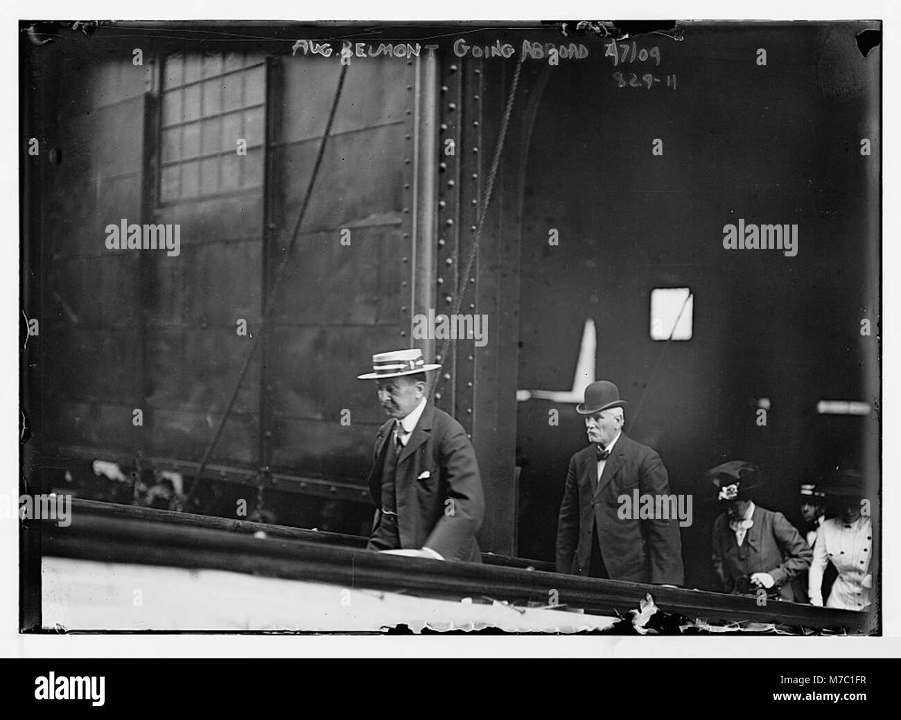 A photograph of August Belmont on a boat, traveling abroad. Belmont was ...