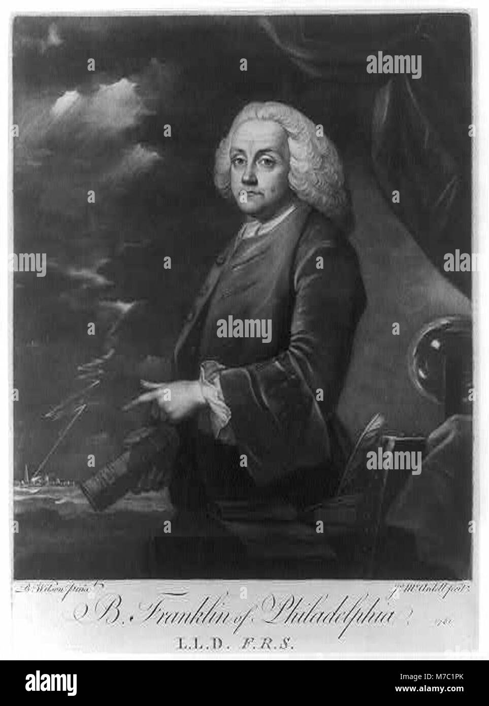 Benjamin franklin one founding Black and White Stock Photos & Images ...