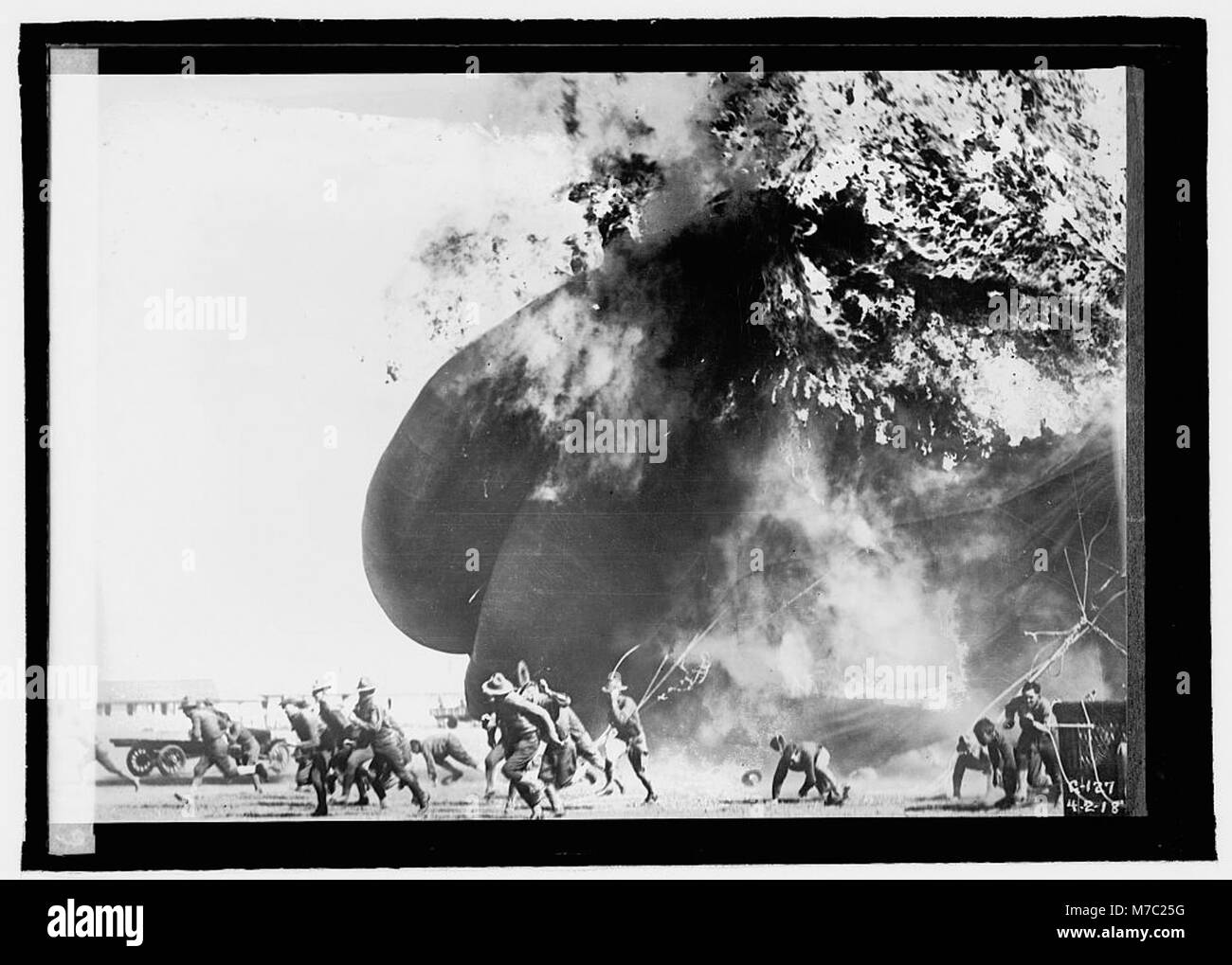 A photograph documenting a balloon accident at Fort Sill. The image ...
