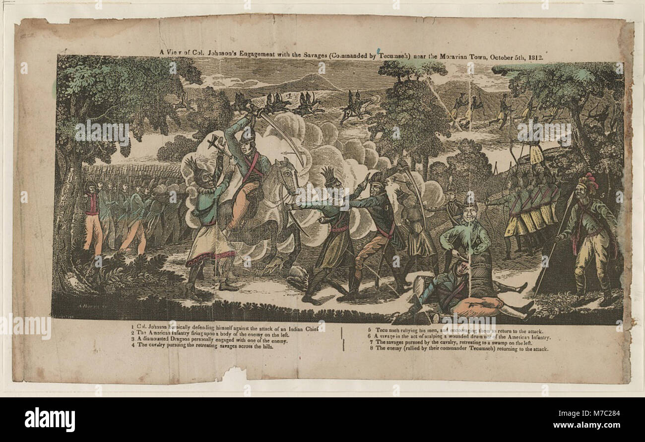 This engraving depicts Colonel Johnson's military engagement near ...