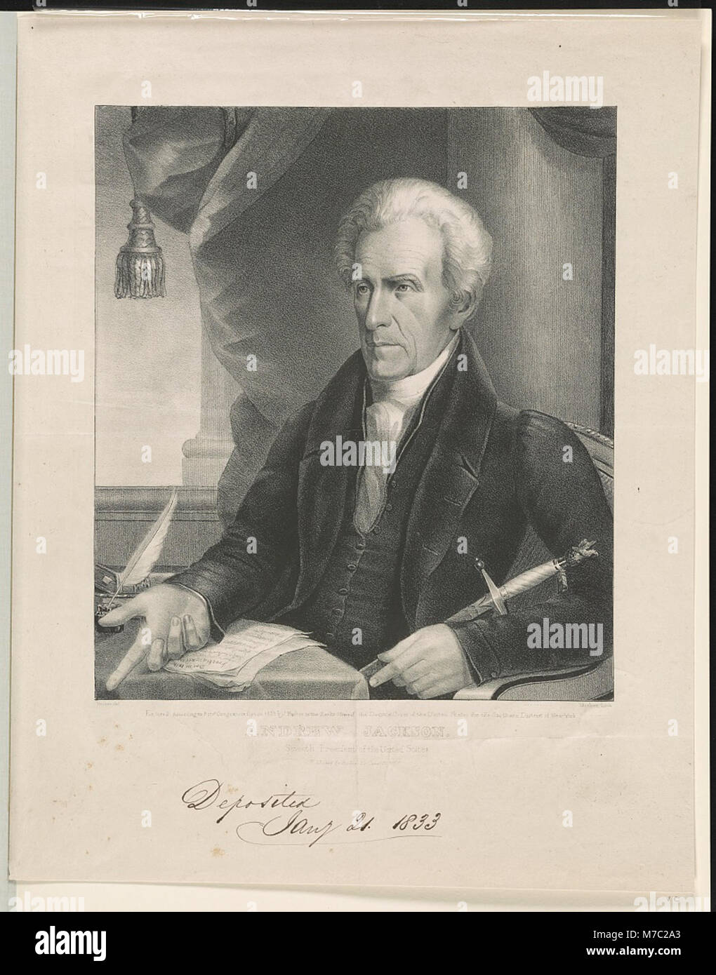 A portrait of Andrew Jackson, the 7th president of the United States ...