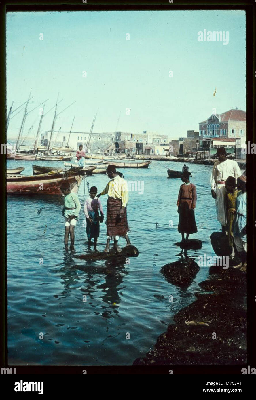 The harbor of Tyre, located along the Mediterranean coast, as described ...