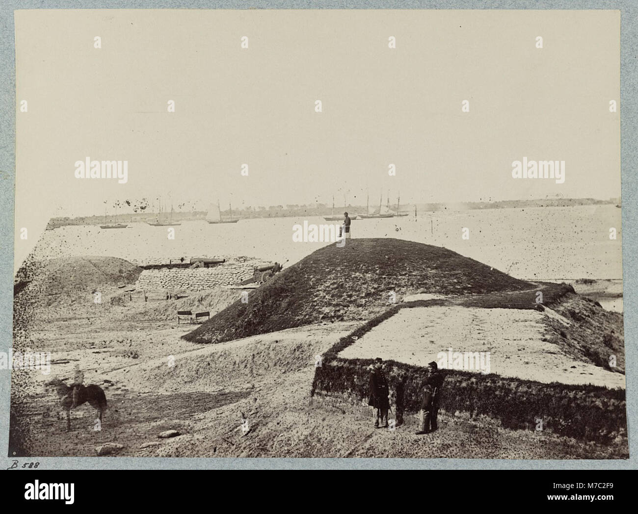 The image shows the Confederate fortifications at Yorktown, Virginia, a ...