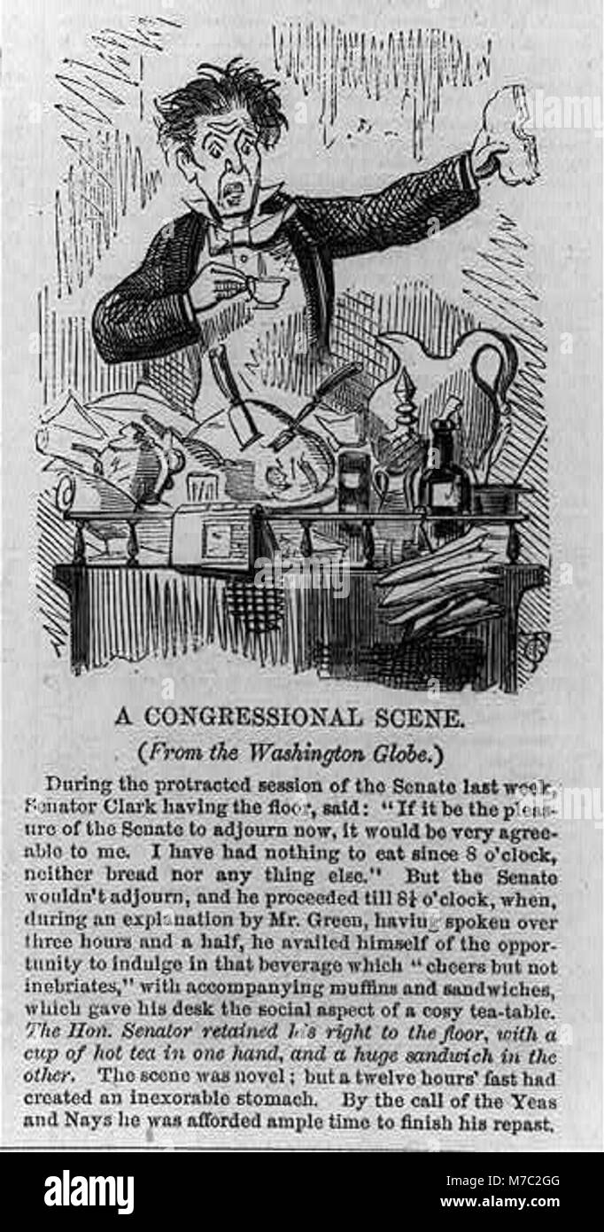 A historical photograph depicting a scene inside the U.S. Congress ...