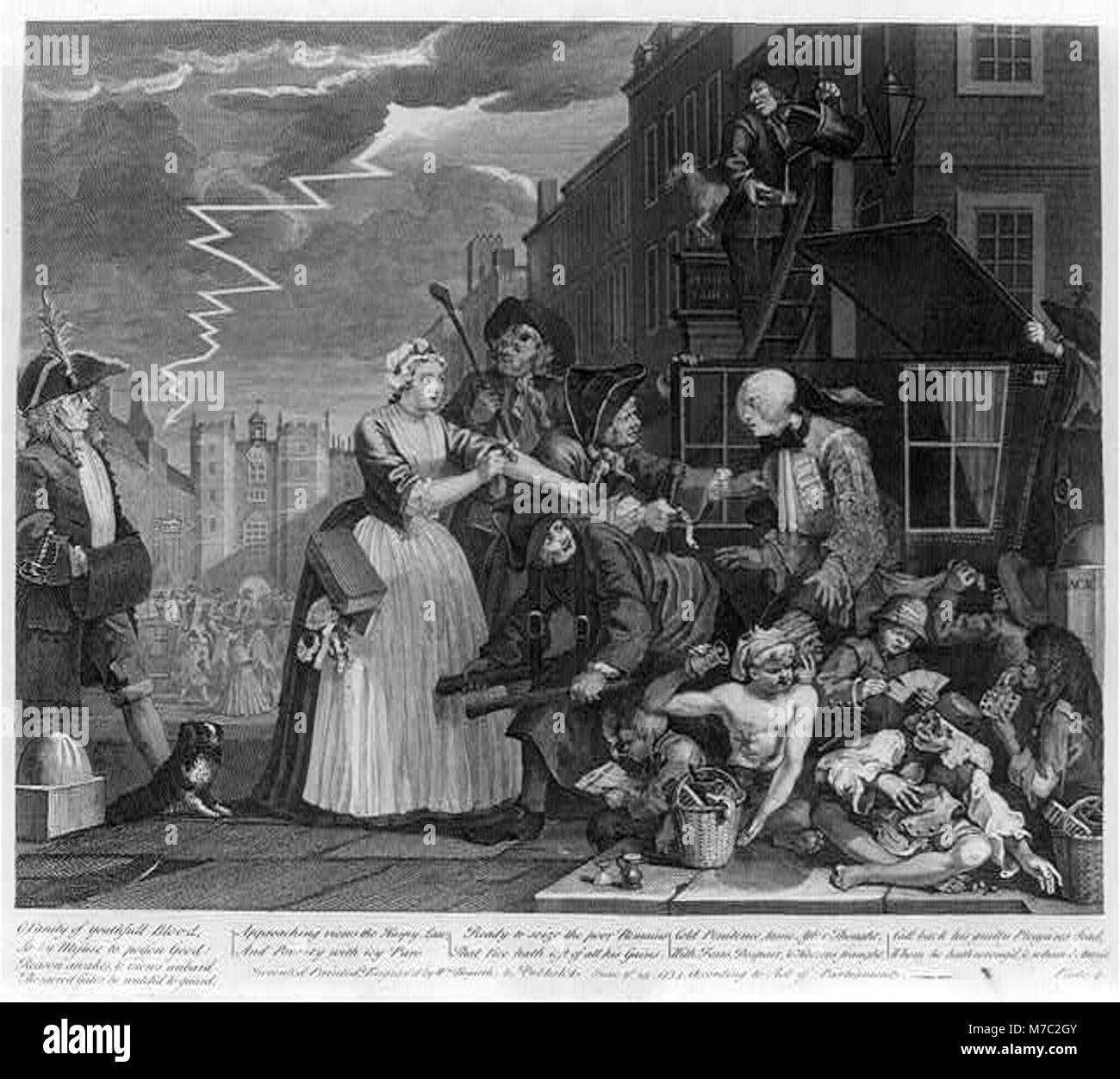 A depiction from the 'Rake's Progress' series, illustrating the ...