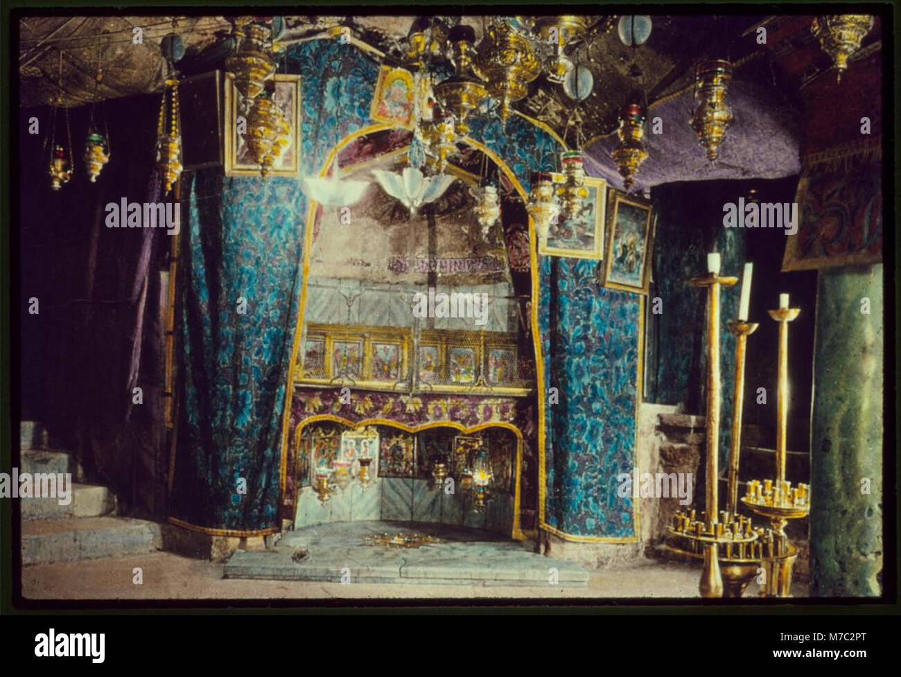 The Grotto of the Nativity in Bethlehem, located beneath the Church of ...