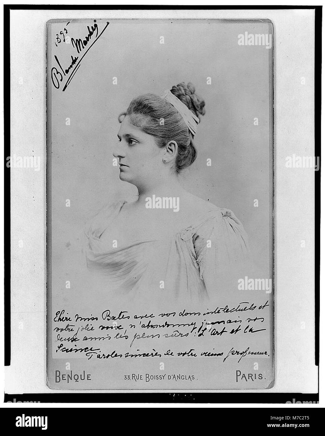 Portrait of Blanche Marchesi, featuring a head-and-shoulders view ...