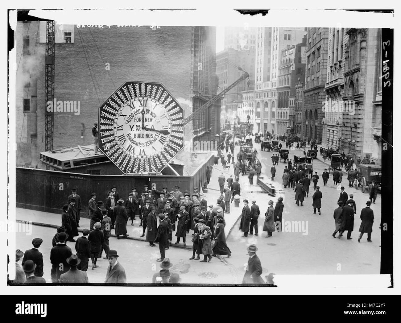 A photograph depicting the intersection of Broad and Wall Streets ...