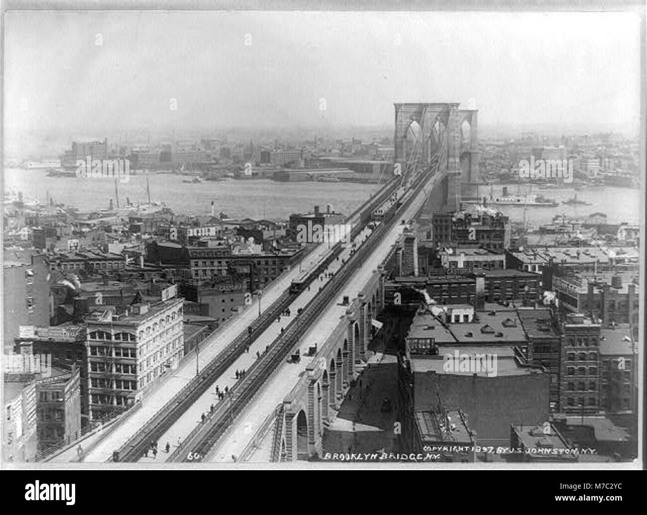 The Brooklyn Bridge, one of New York City's iconic landmarks, captured ...