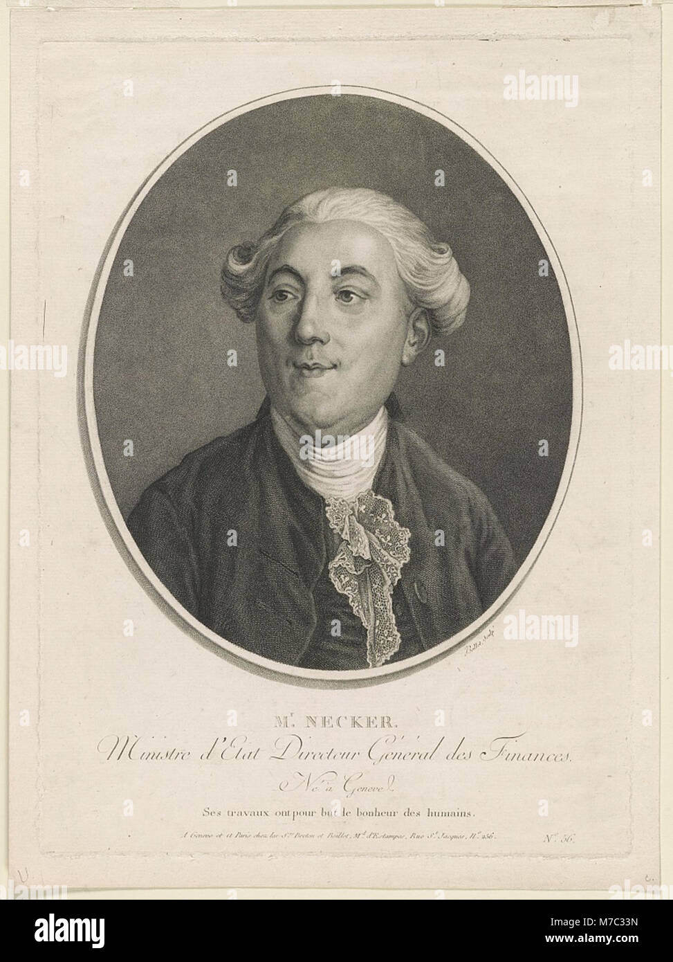 A portrait of Mr. Necker, a historical figure known for his role in the ...