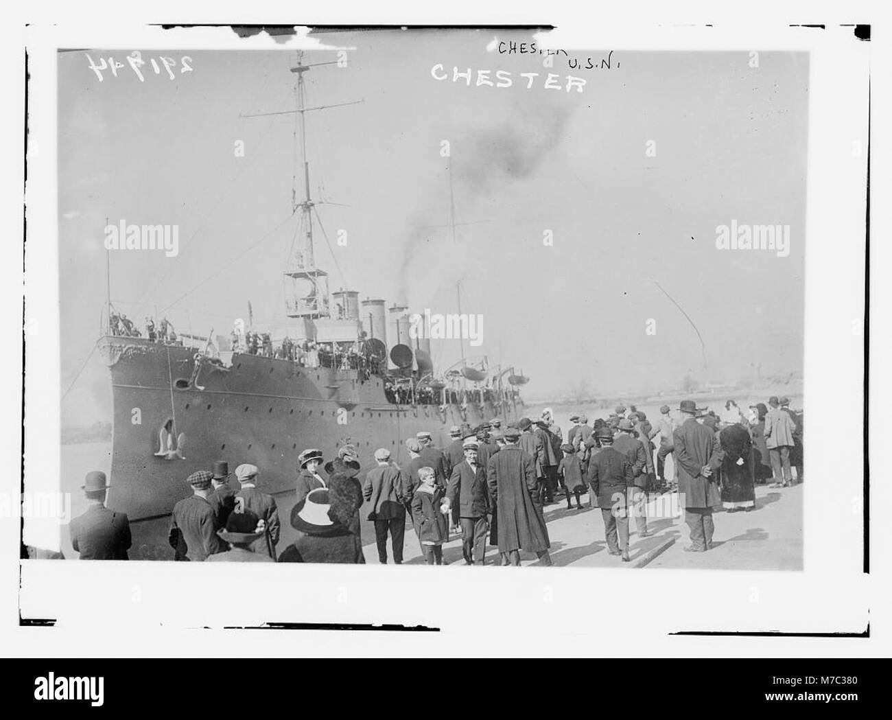 A photograph of the USS Chester, a United States Navy ship, showcasing ...