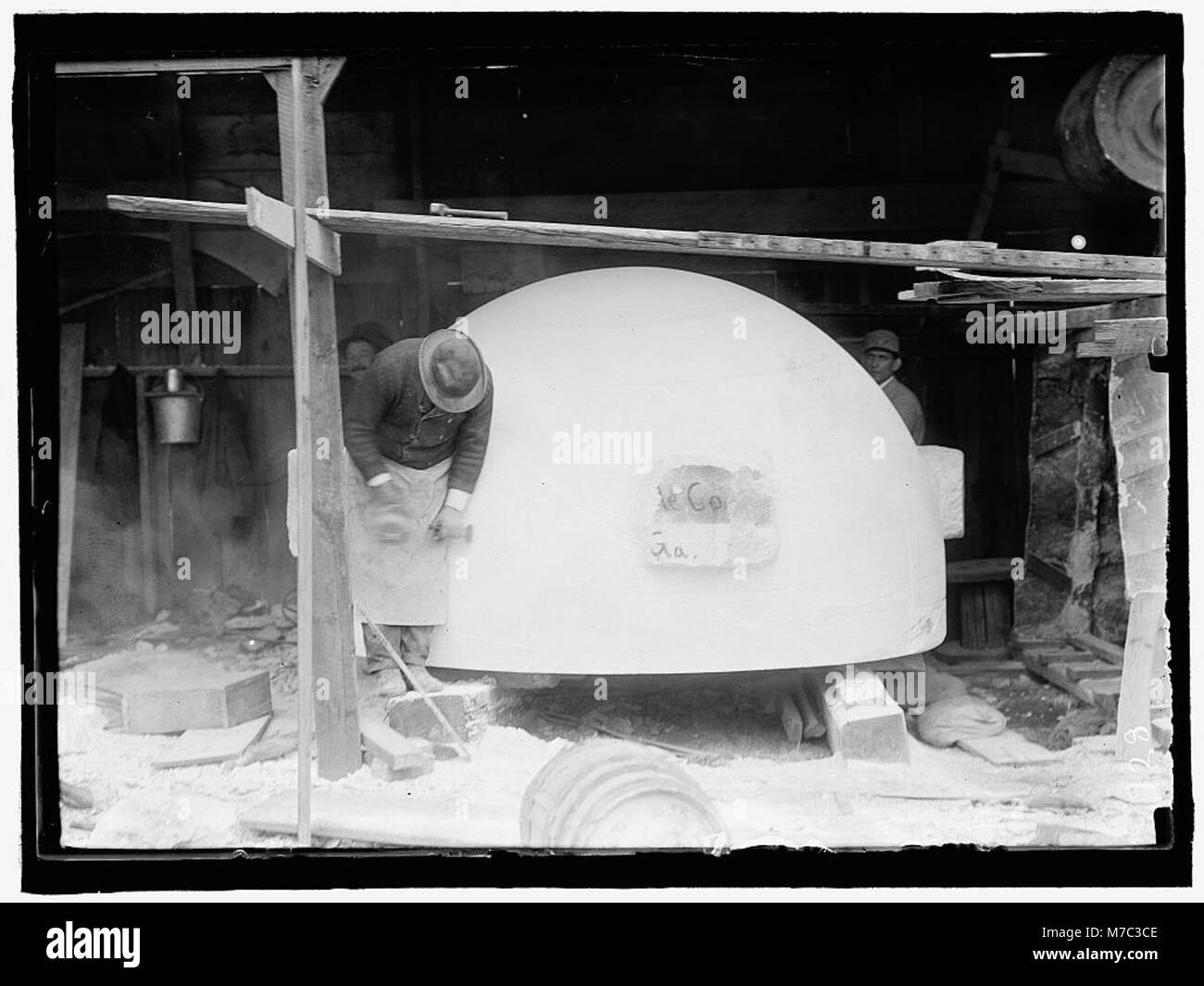 This photograph depicts the construction of the Columbus Memorial, a ...