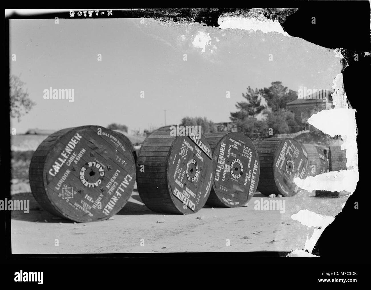 This image shows containers marked with 'Callender Cable, London ...