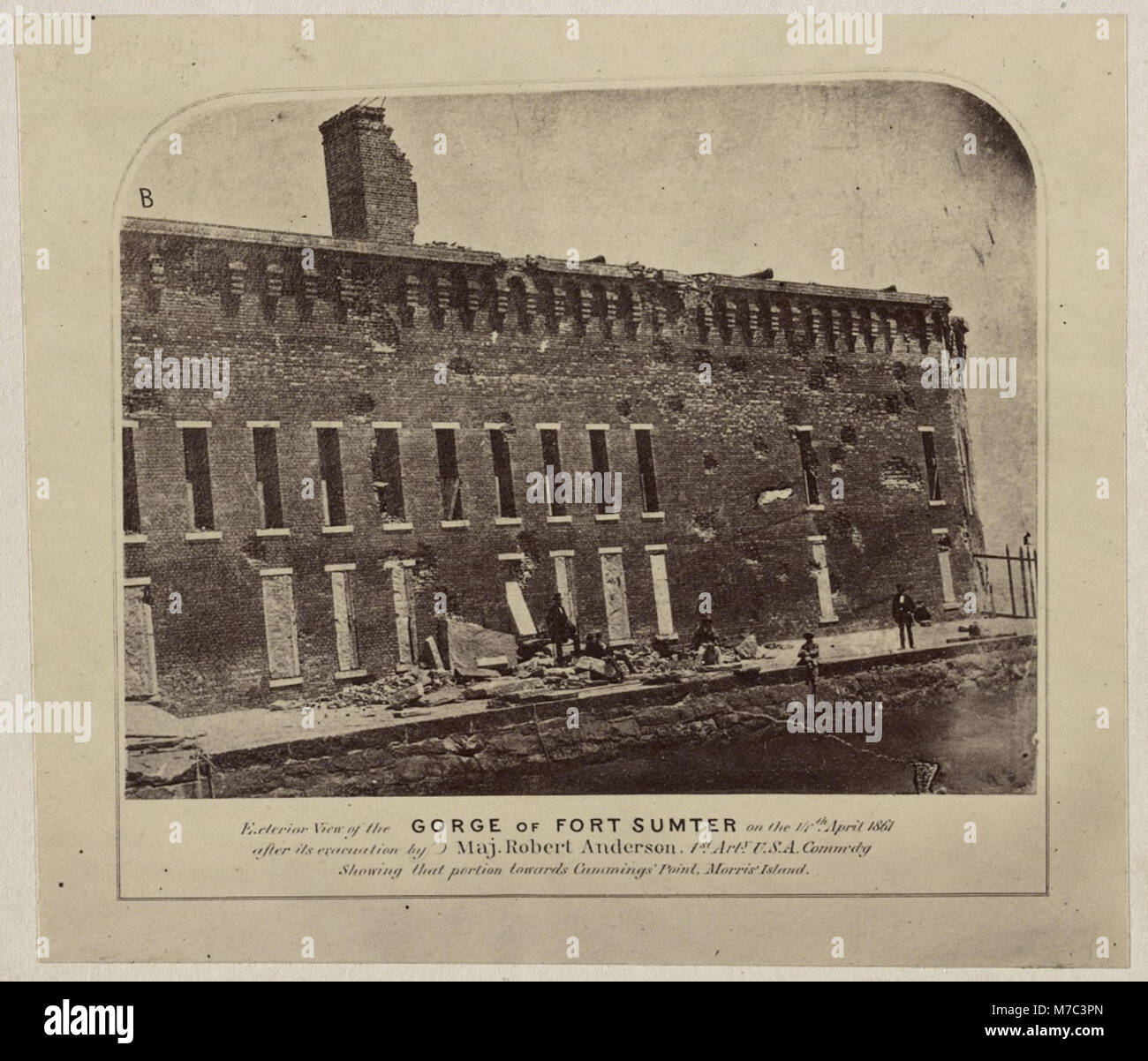 A historical photograph of Fort Sumter’s exterior after its evacuation ...