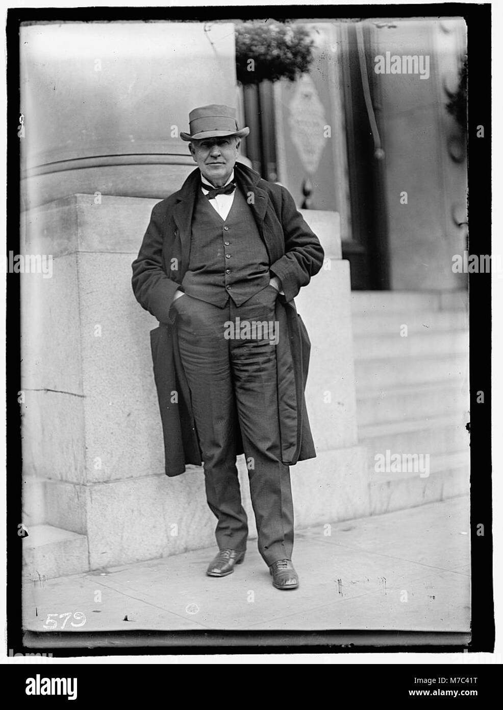 The photograph features Thomas A. Edison, the renowned American ...