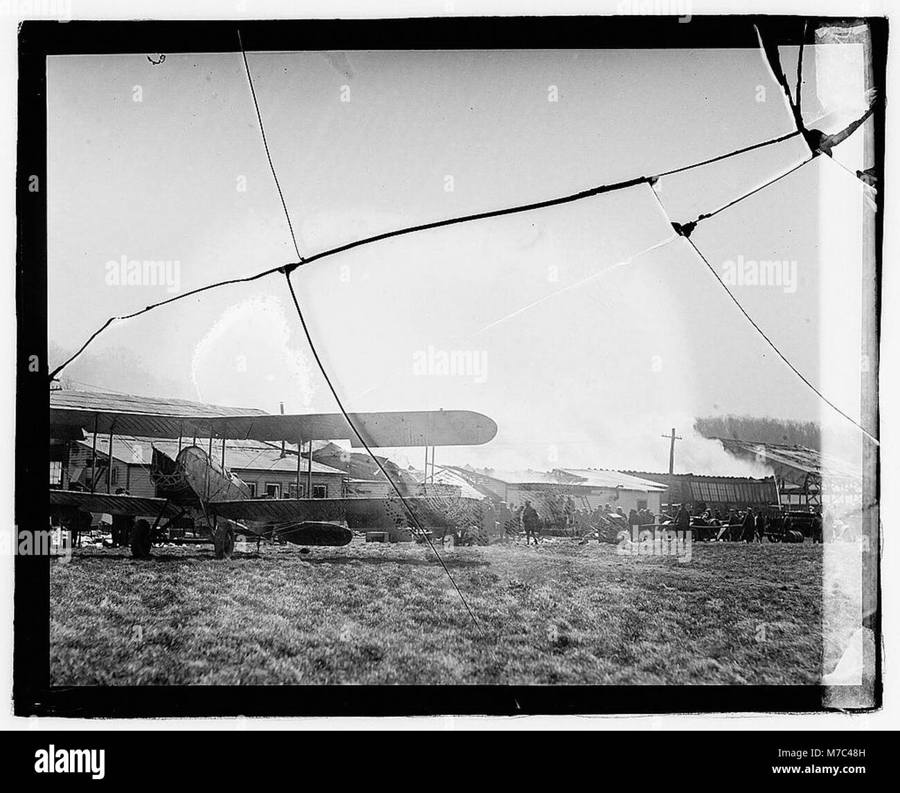 This photograph captures a fire at Bolling Field on March 31, 1923 ...