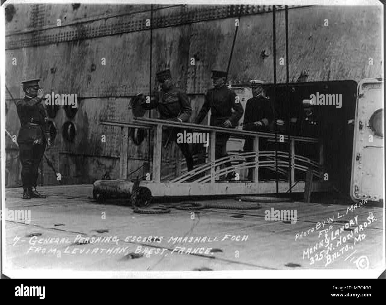 General John J. Pershing is seen escorting Marshal Ferdinand Foch from ...
