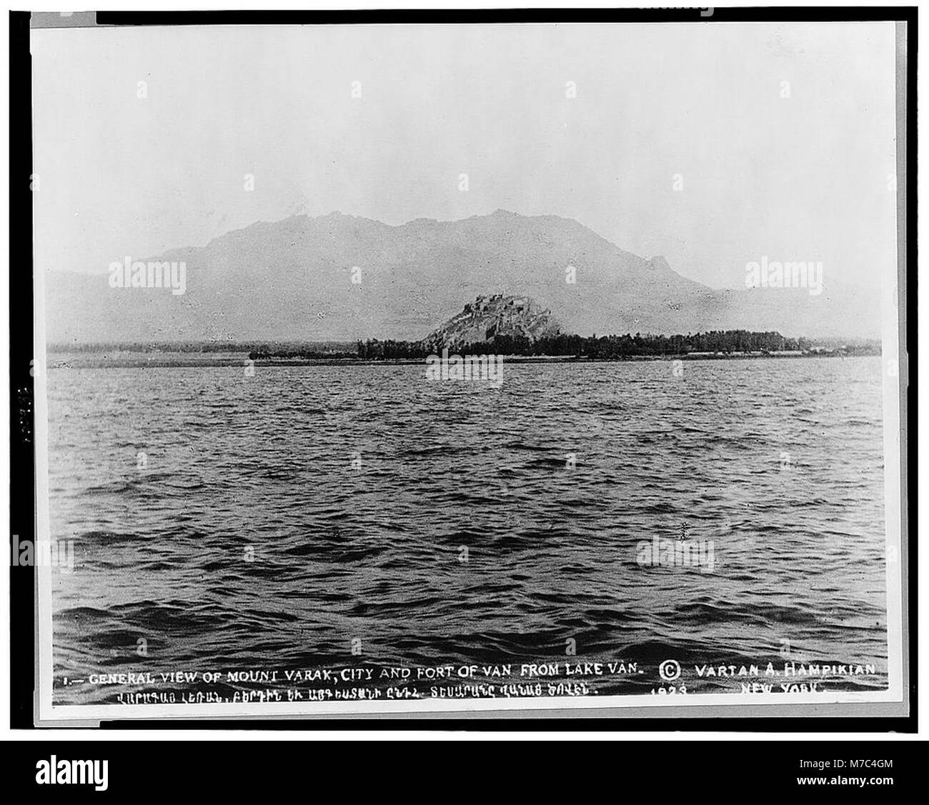Mount Varak, the city of Van, and its historic fort are shown from a ...