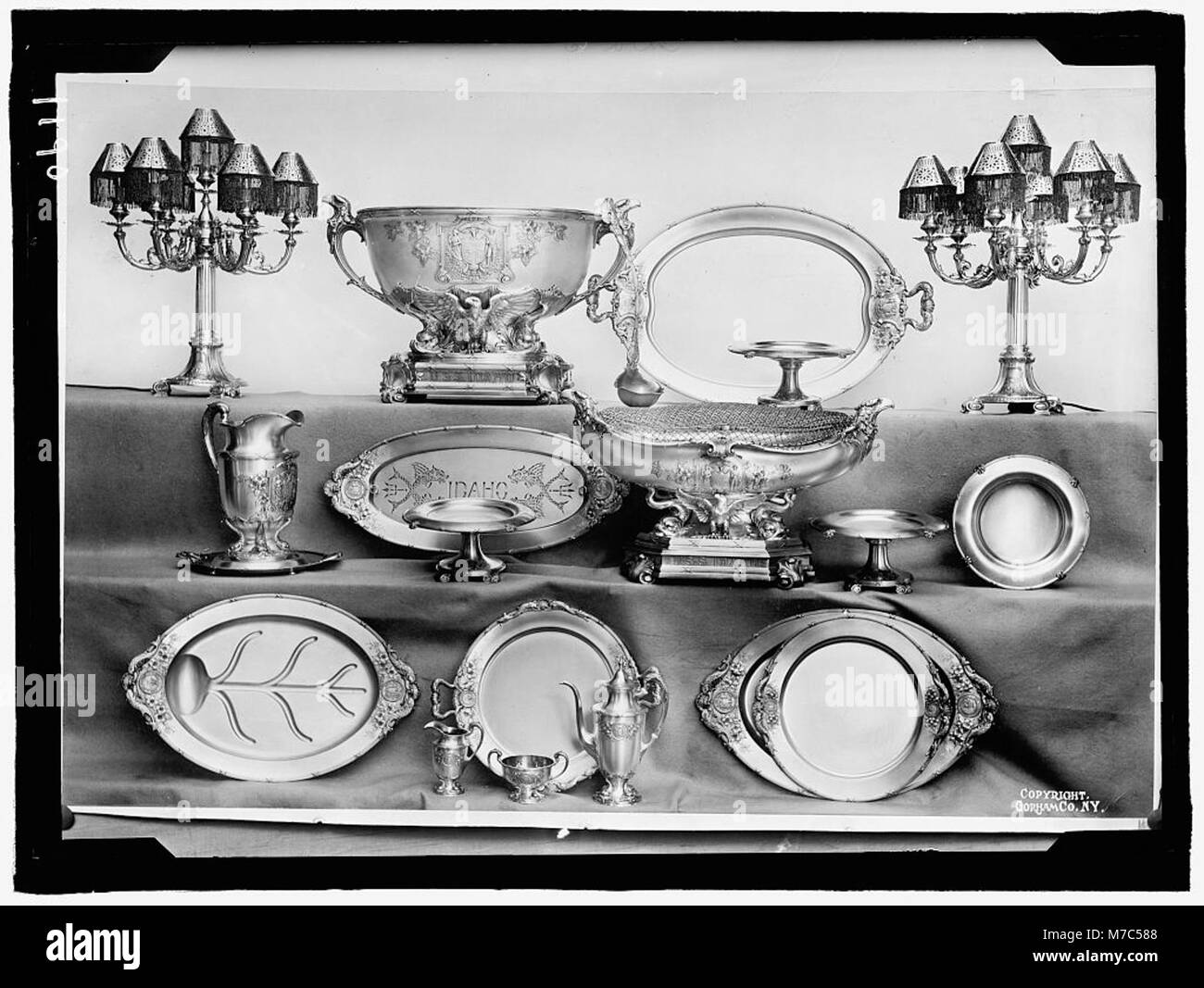 A depiction of the silver service presented to the U.S.S. Idaho ...