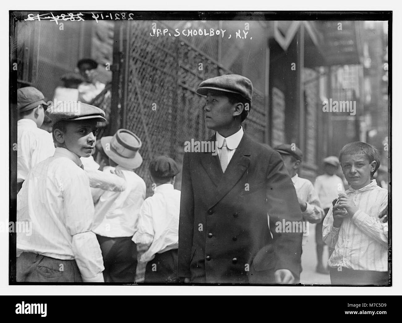 A photograph of a Japanese schoolboy in New York, representing ...