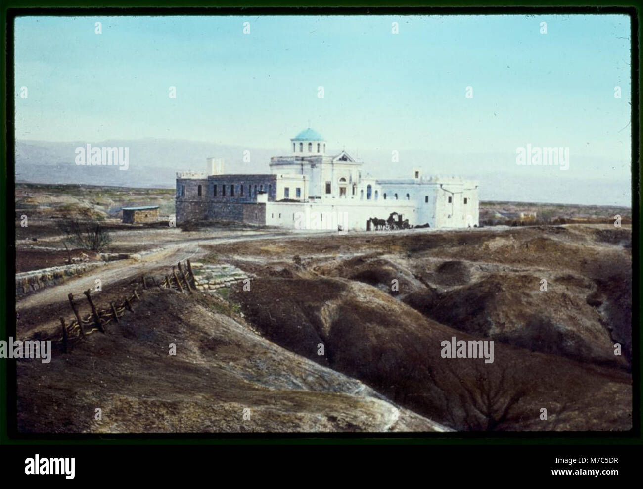 A historical photograph of Jericho and the Dead Sea area, showing the ...