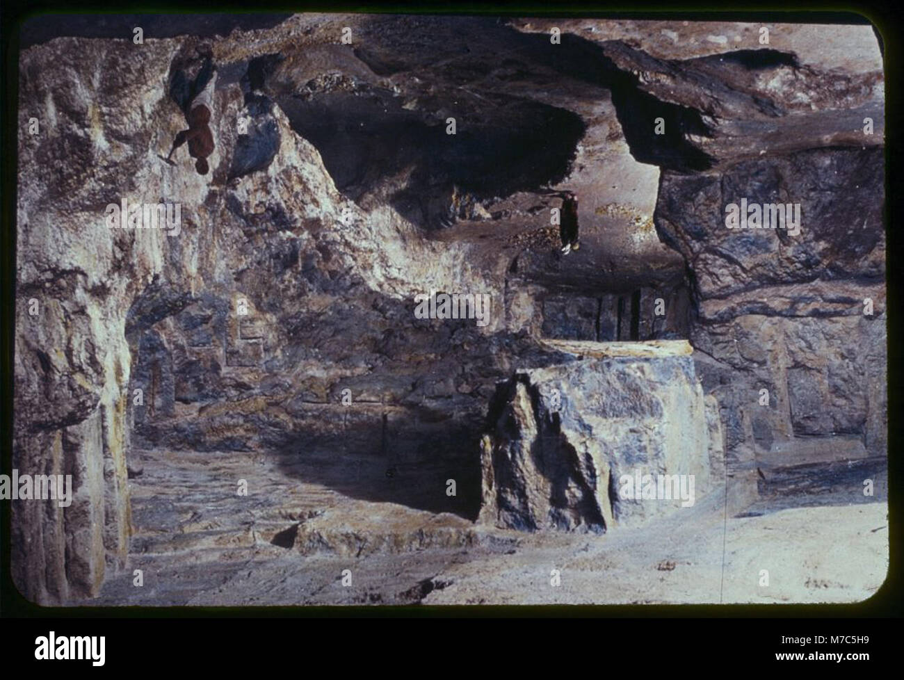 A view inside Solomon's Quarries in Jerusalem, showcasing the limestone ...