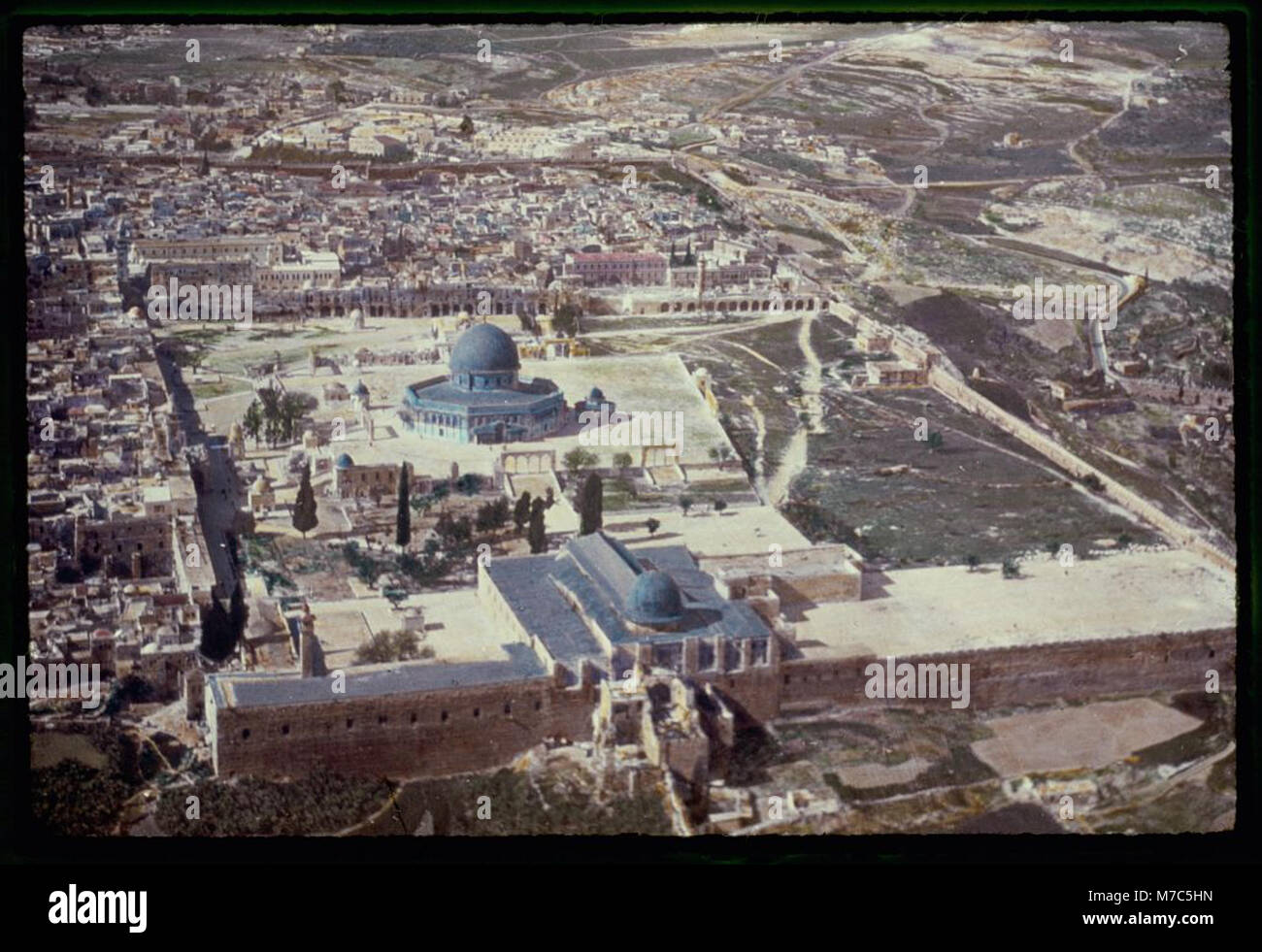 An aerial photograph of Jerusalem, showing the Temple area from the ...