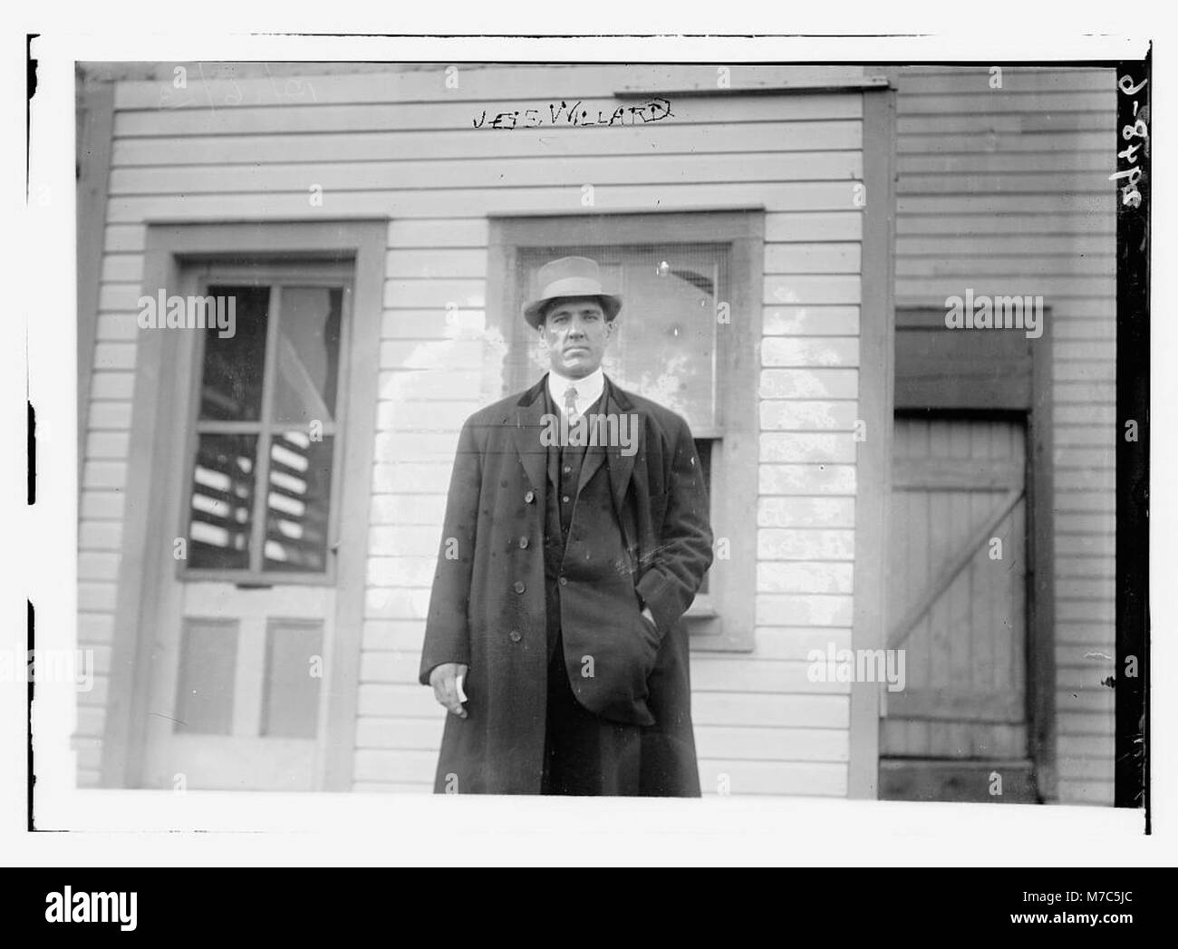 A portrait of Jess Willard, an American boxer, captured in a historical ...