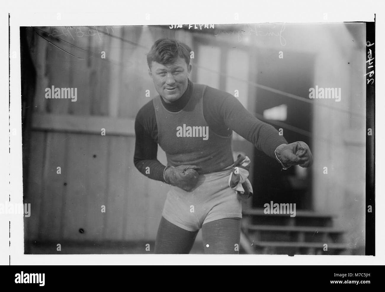 This photograph captures Jim Flynn, a notable figure in boxing history ...