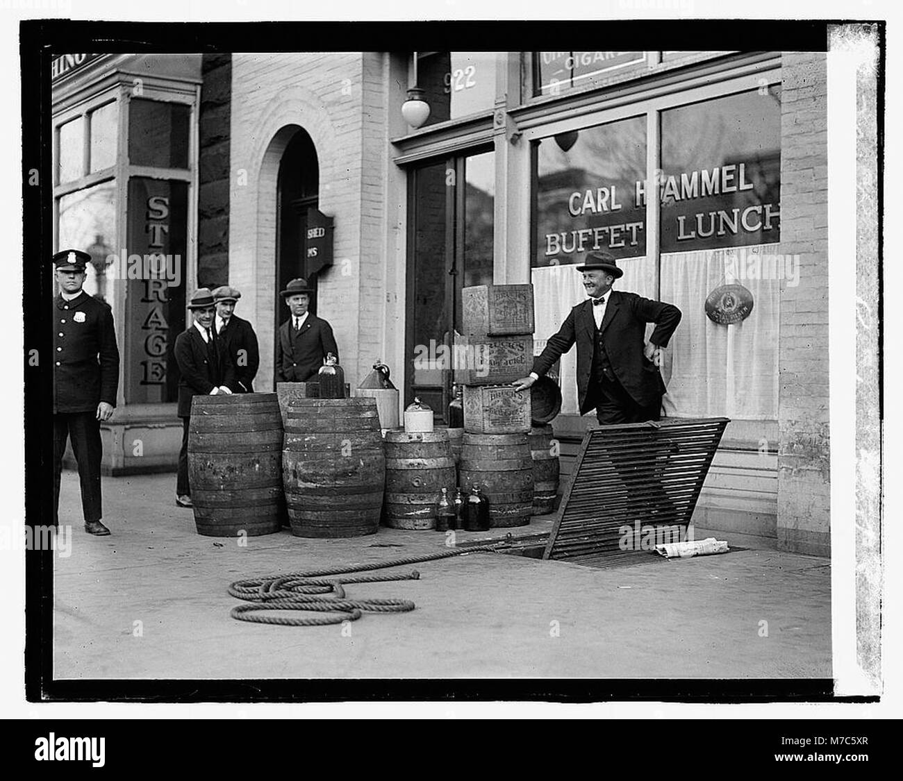 Photograph from April 25, 1923, showing a liquor raid during ...